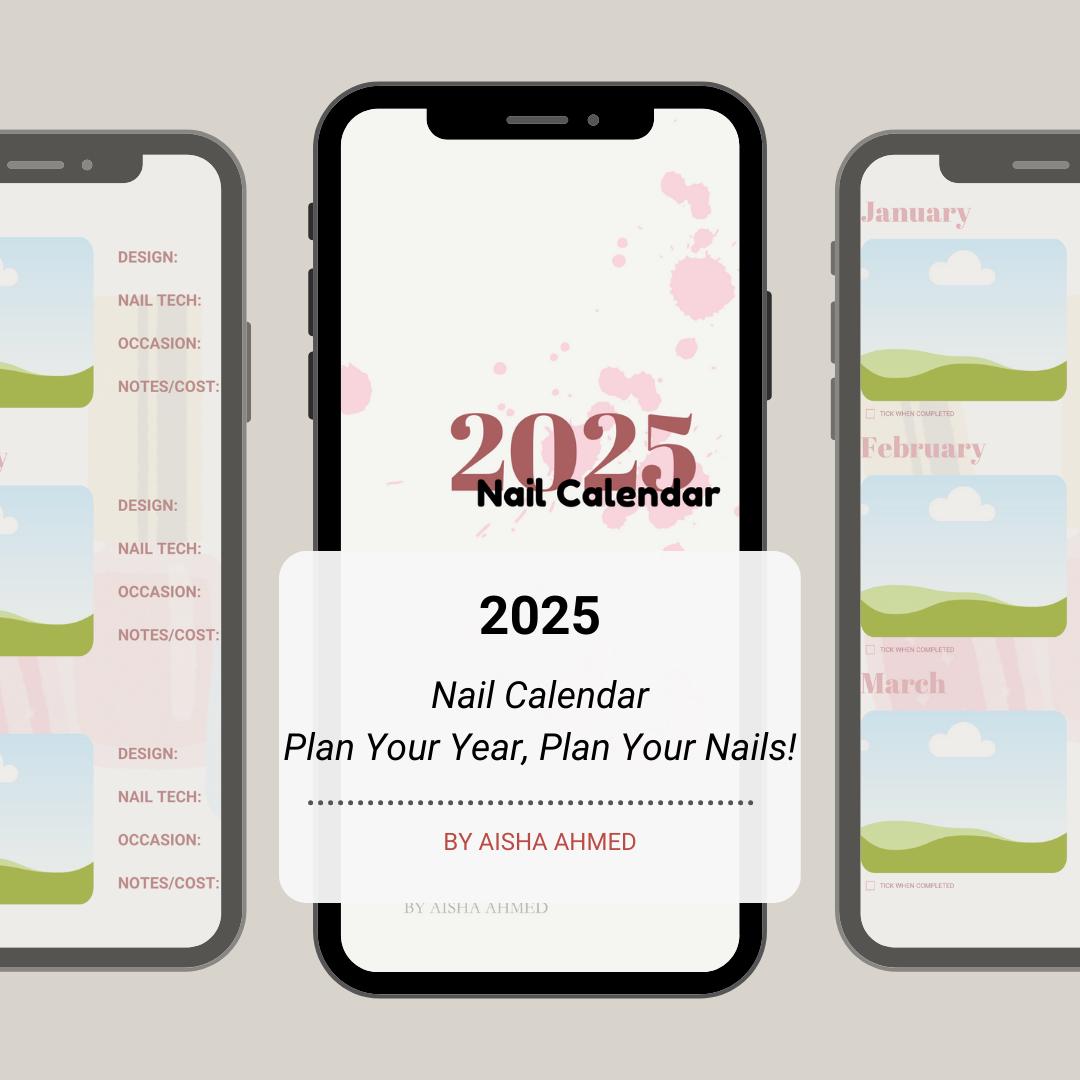 2025 Nail Calendar | Nail Design Tracker | Nail Design Board | Canva ...