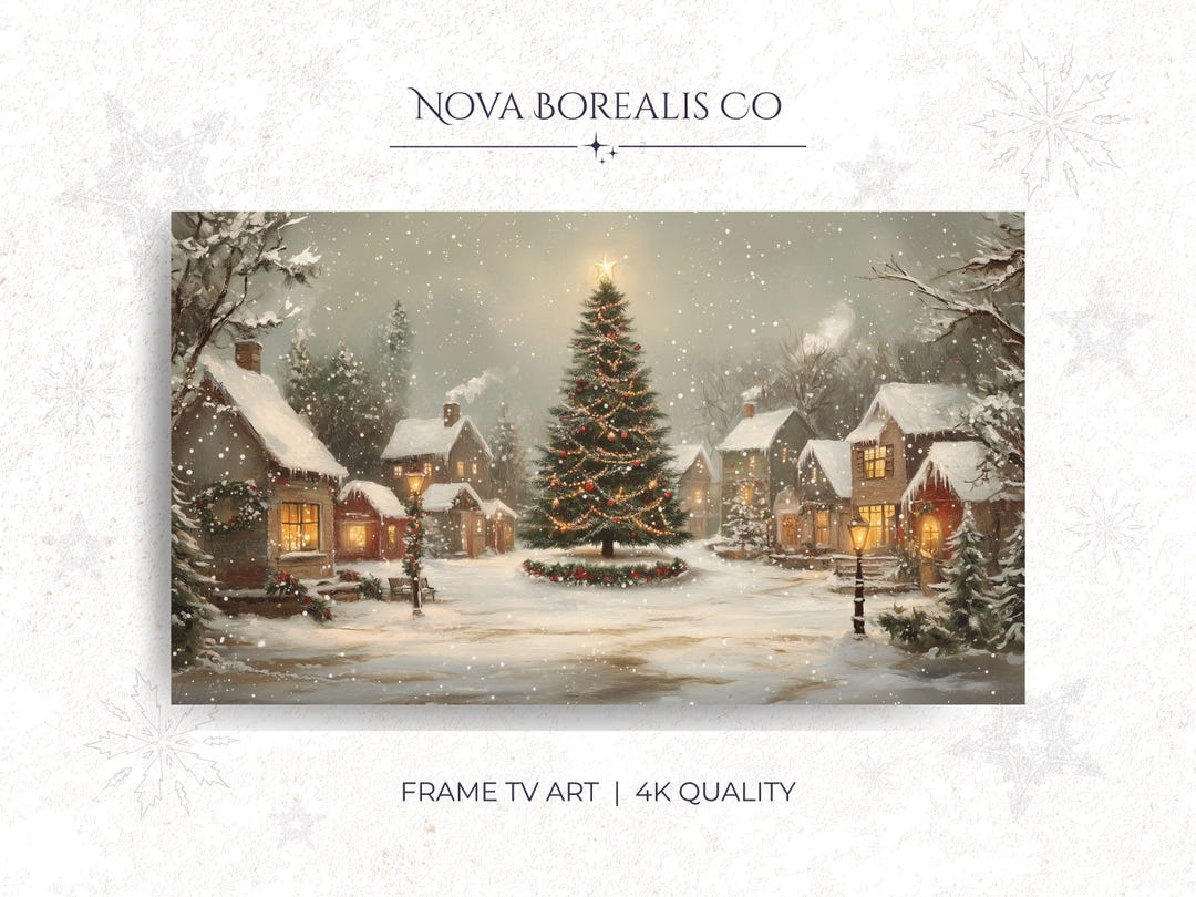 Victorian Christmas Village Frame TV Art, Cozy Winter Scene (digital ...