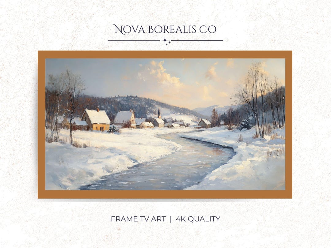 Cozy Winter Village Frame TV Art, Snowy Cottagecore (digital Download ...