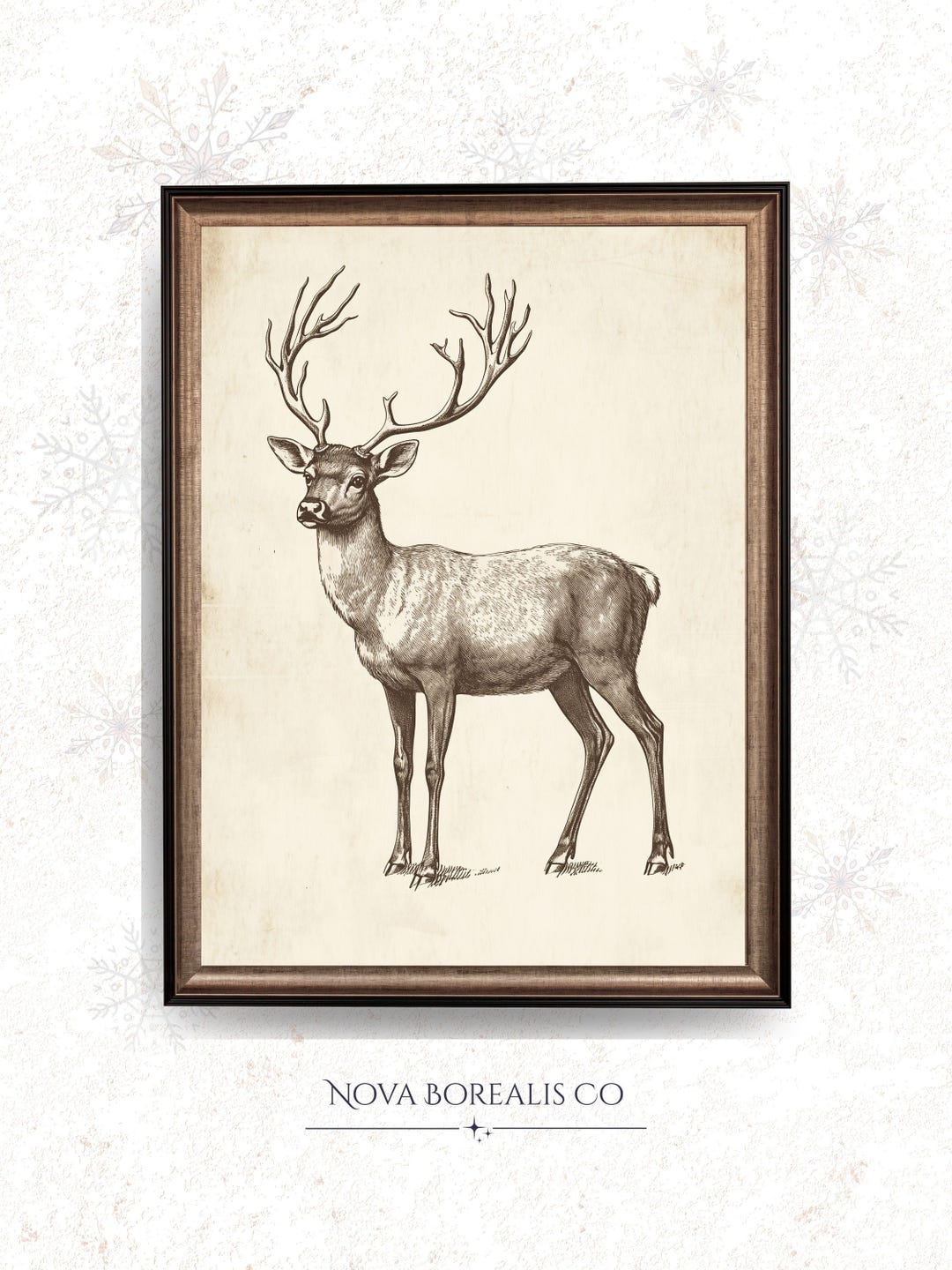 Vintage Rustic Stag Engraving - Classic Victorian Reindeer Art ...