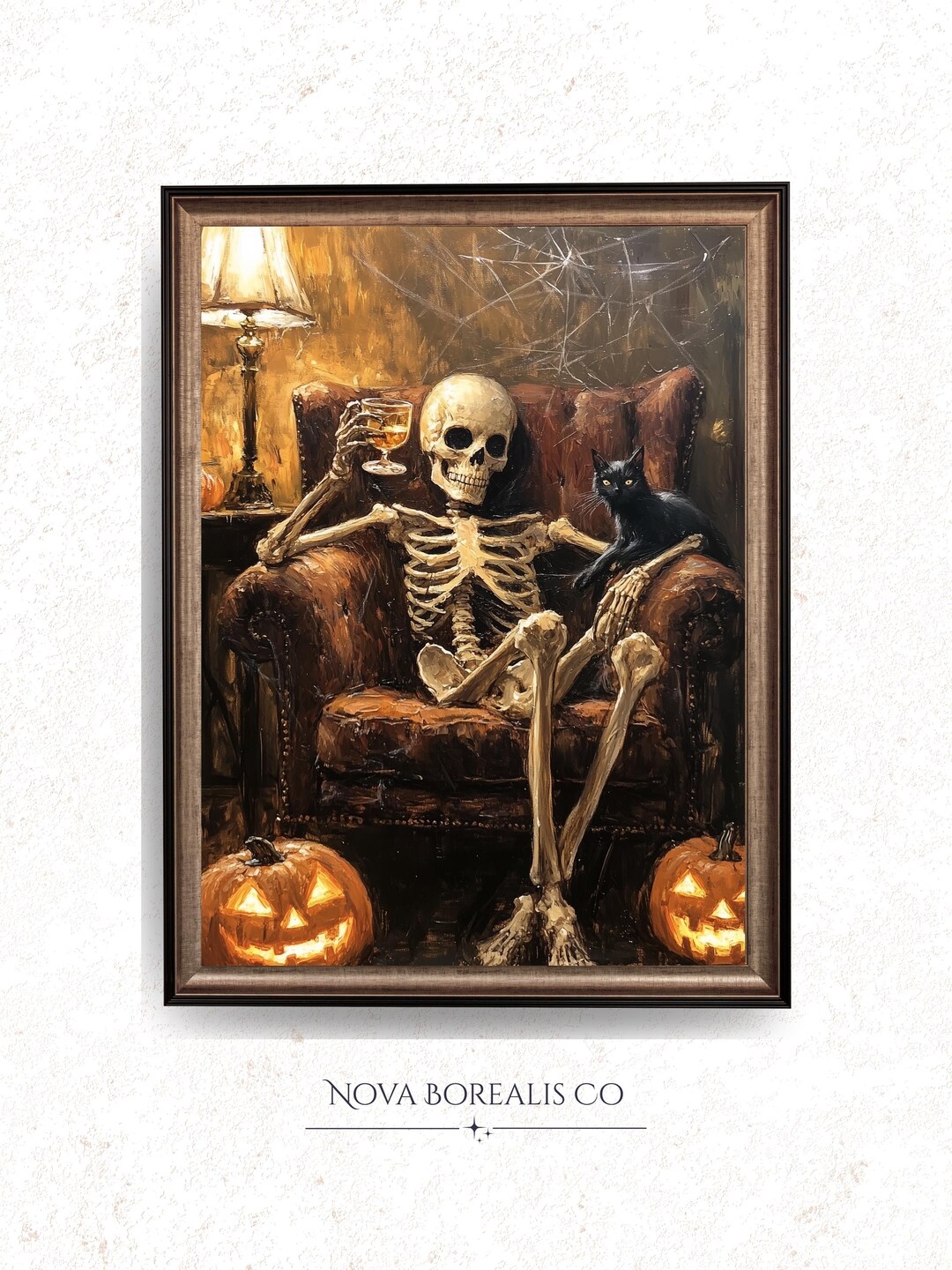 Halloween Skeleton Velvet Armchair Print – Gothic Vintage Decor ...