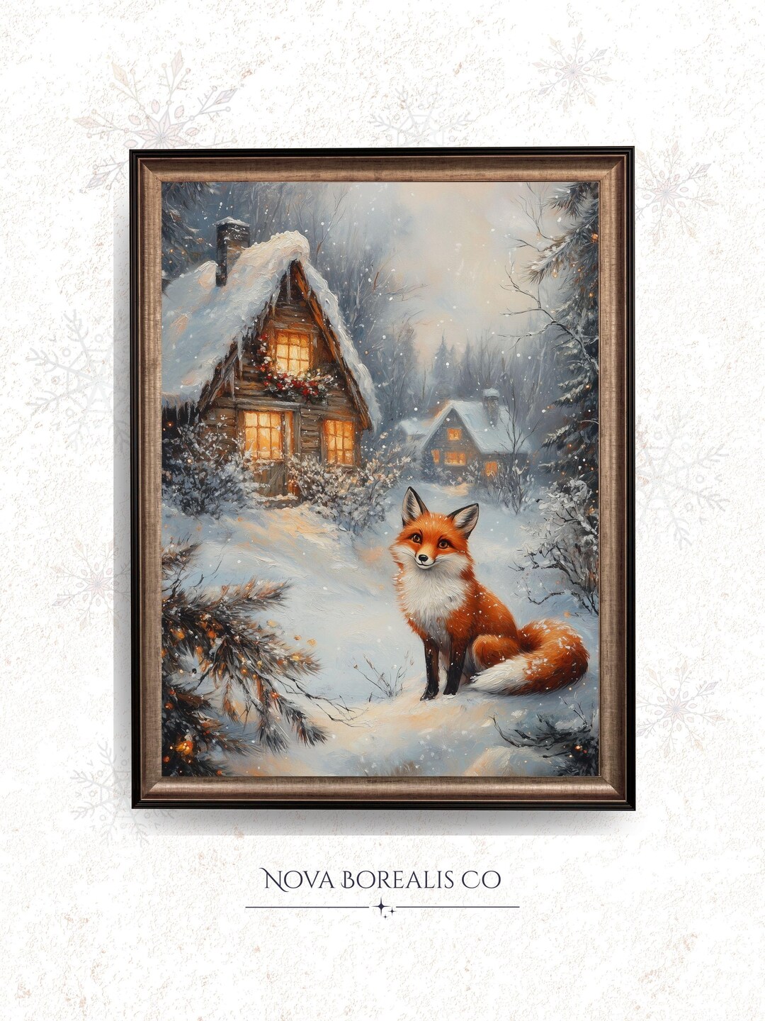 Rustic Red Fox in Snow Print, Winter Scandinavian Folklore Art, Cozy ...