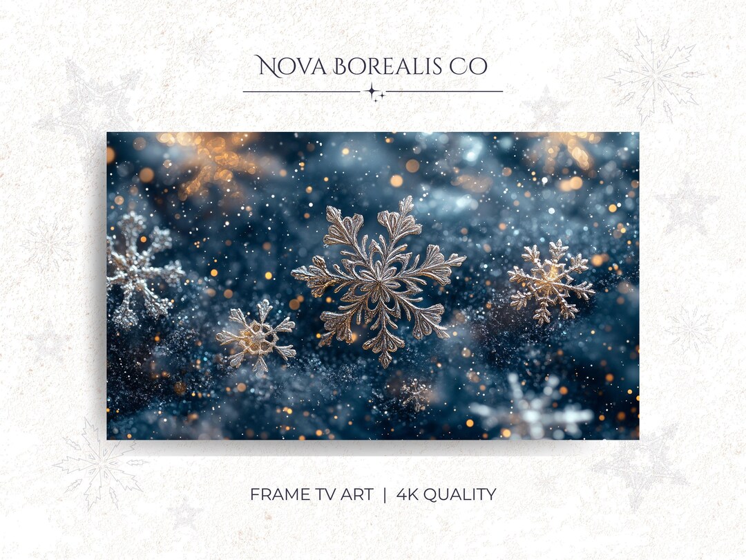 Elegant Snowflakes Frame TV Art, Winter Holiday Decor (digital Download ...