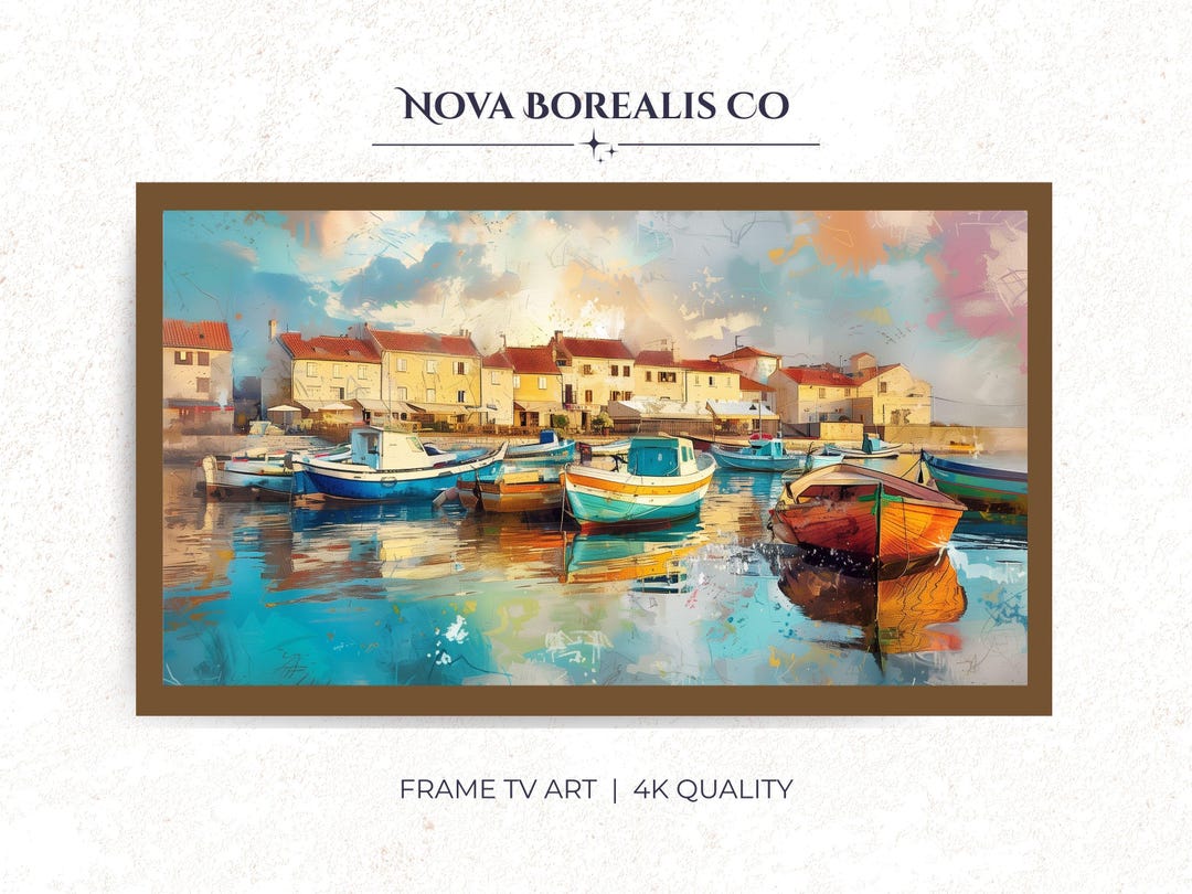 Vintage Nautical TV Art, Colorful Fishing Boats Frame TV Art ...
