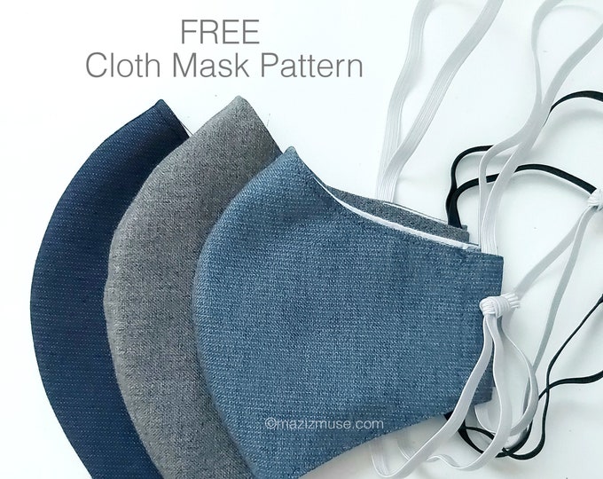 FREE Cloth Mask Pattern, Full Coverage Face Mask Pattern, .PDF Digital ...