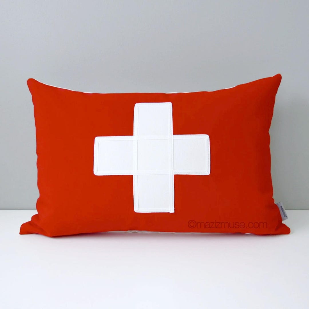 Swiss Flag Pillow Cover in Red & White Sunbrella® Outdoor Fabric for ...