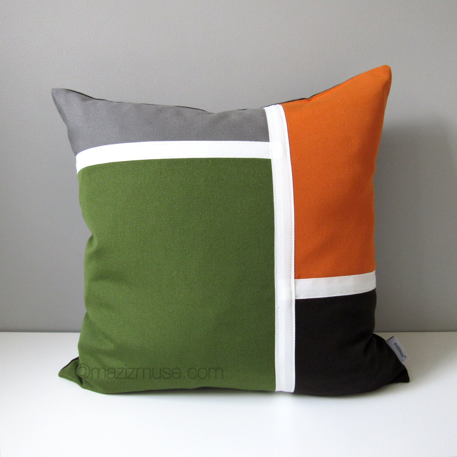 Decorative Pillow Cover Modern Color Block Pillow Case Olive | Etsy