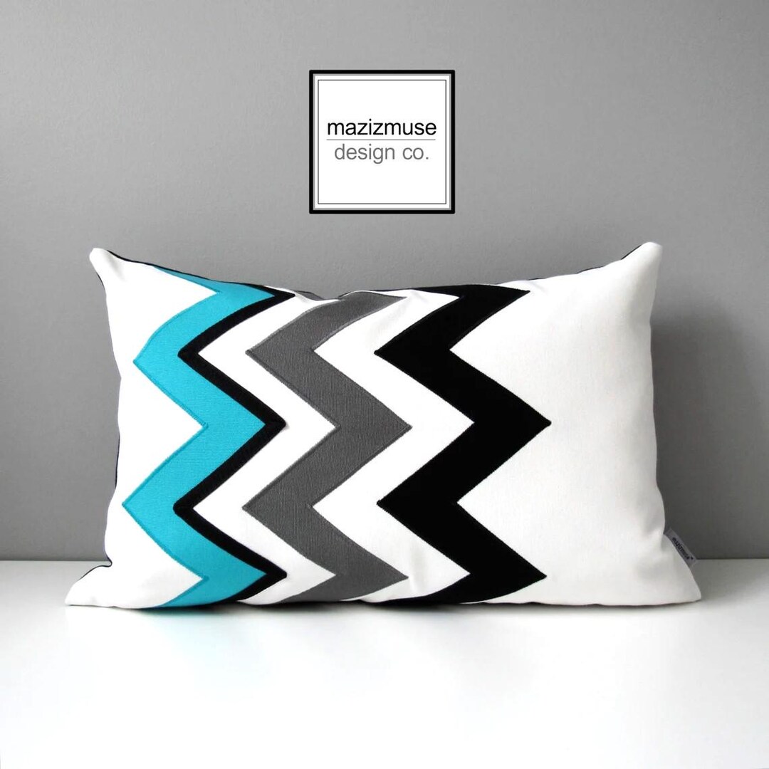 Sunbrella® Outdoor Pillow Cover in Modern Chevron, Black & White Throw ...