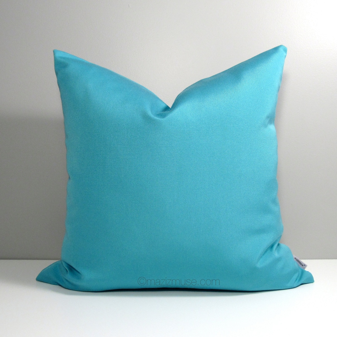 Aruba Blue Sunbrella® Outdoor Pillow Cover, Decorative Turquoise Blue ...