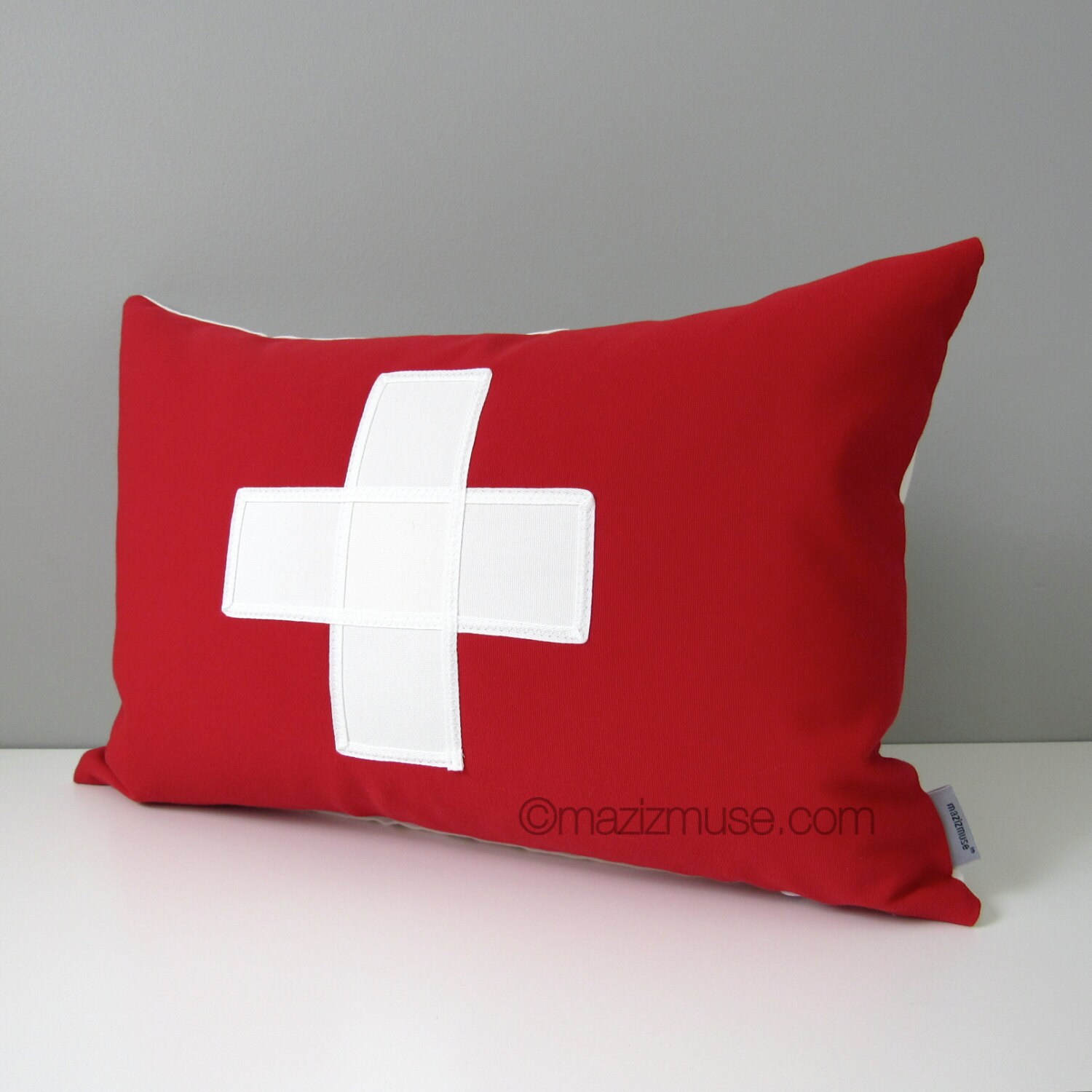 Swiss Flag Pillow Cover in Red & White Sunbrella® Outdoor Fabric for ...