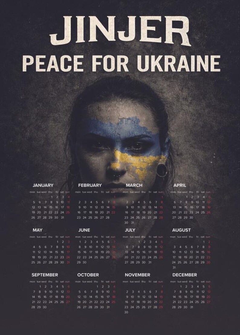 Jinjer Peace for Ukraine Wall Calendar 2026 – Rock Band Calendar A3 A4 ...