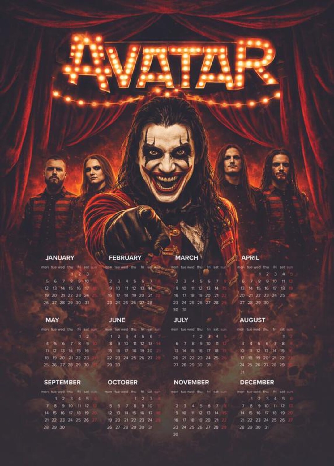 Avatar Wall Calendar 2026 – Rock Band Calendar A3 A4, Punk Music Wall ...