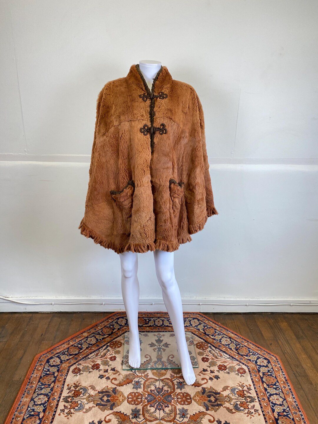 Genuine Shaved Orange Mink Long Fur Coat, Size M, Excellent Condition ...