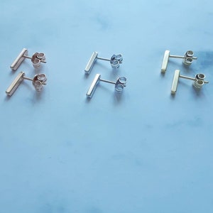 Bar Stud Earrings, Sterling Silver Bar Earrings, Gold Bar, Gold Studs ...