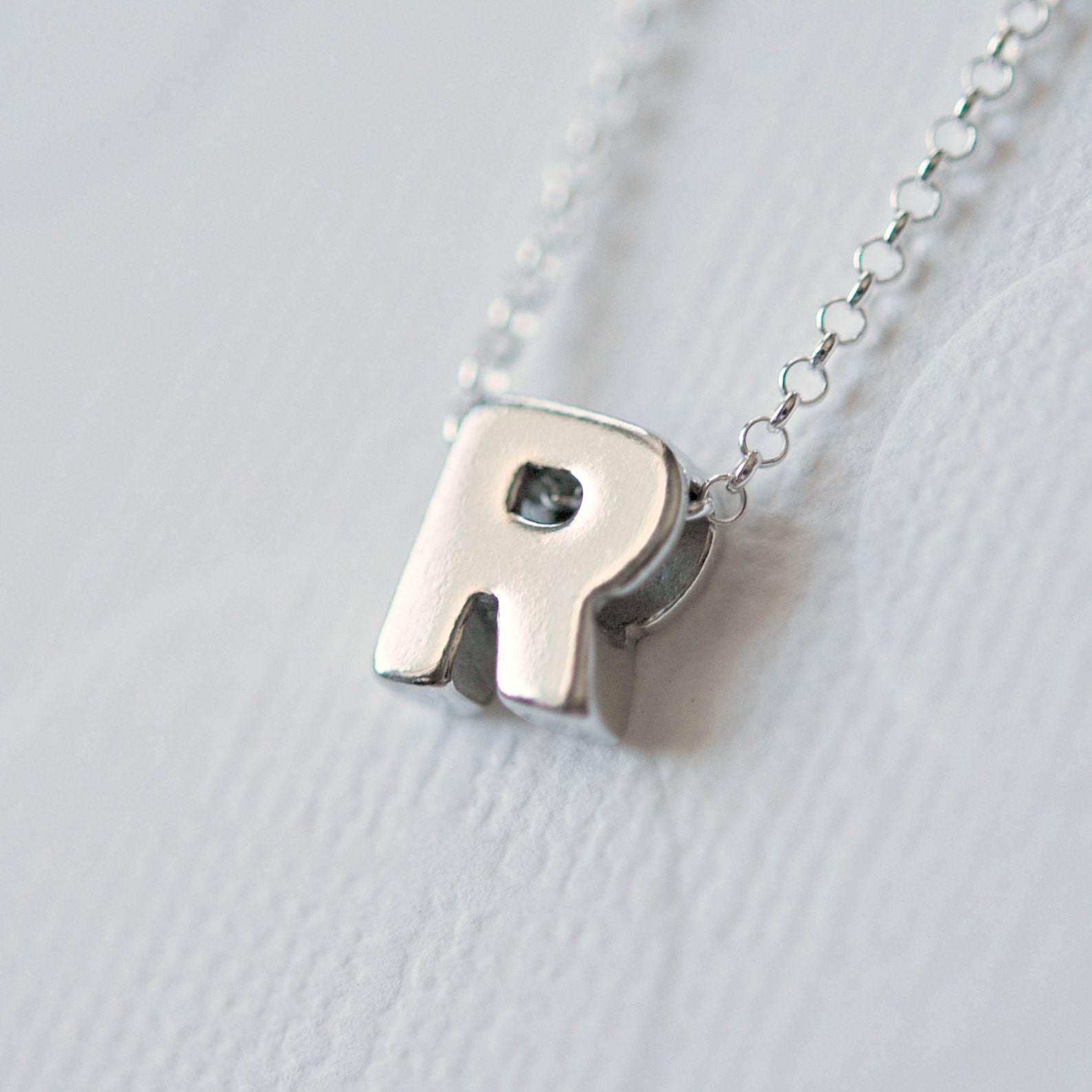 Initial Necklace 925 Sterling Silver Silver Initial Pendant - Etsy