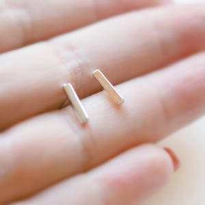 Bar Stud Earrings, Sterling Silver Bar Earrings, Gold Bar, Gold Studs ...