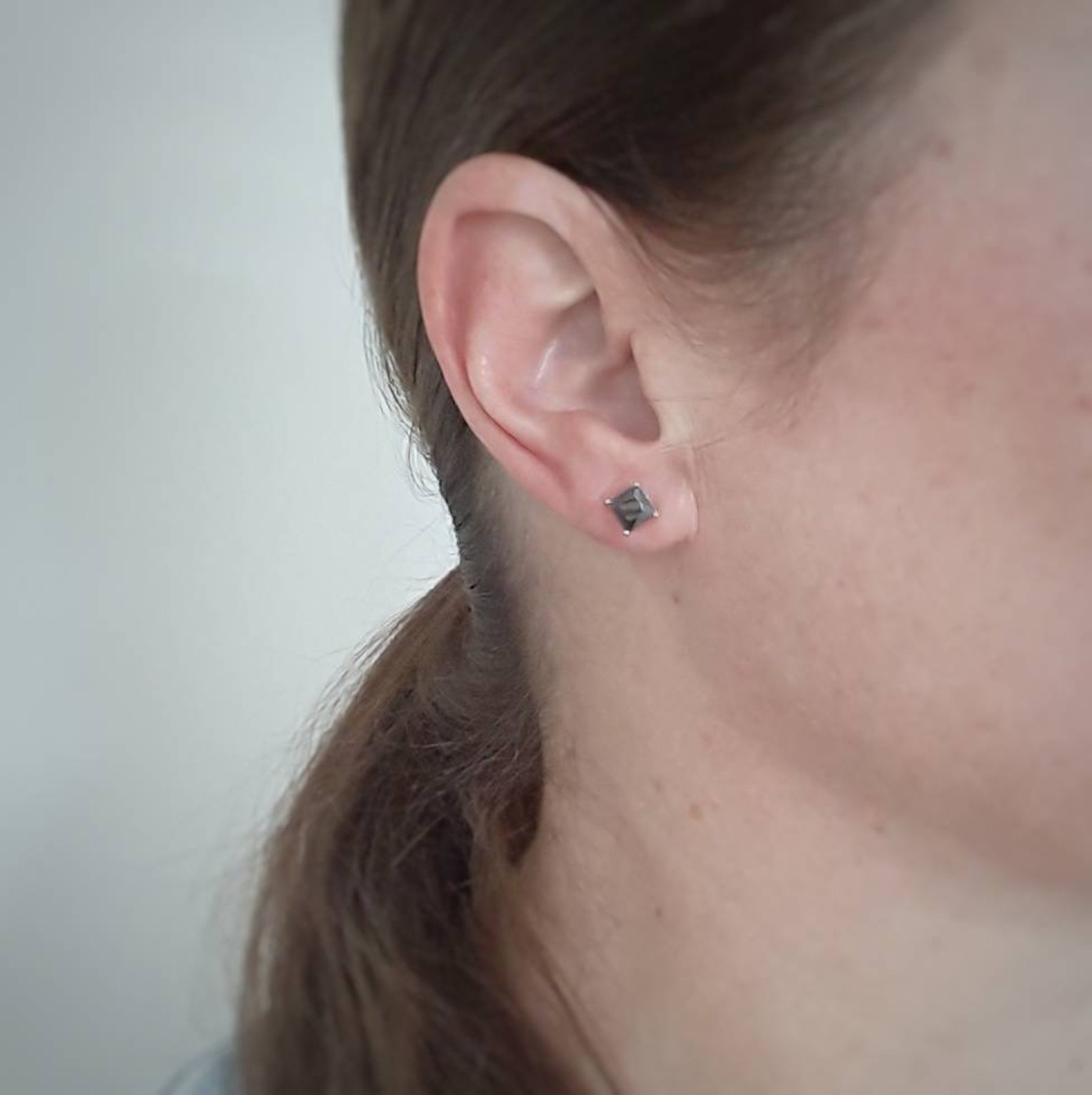 Black Stud Earrings Sterling Silver Crystal Studs Black - Etsy