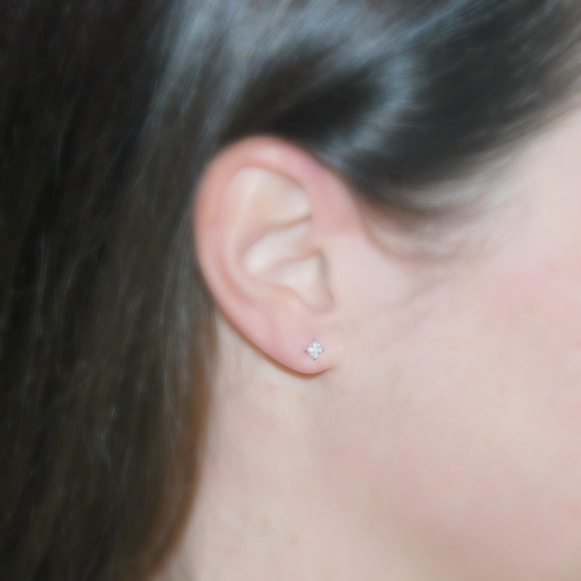 Tiny diamond stud earrings 3mm studs round diamond studs | Etsy