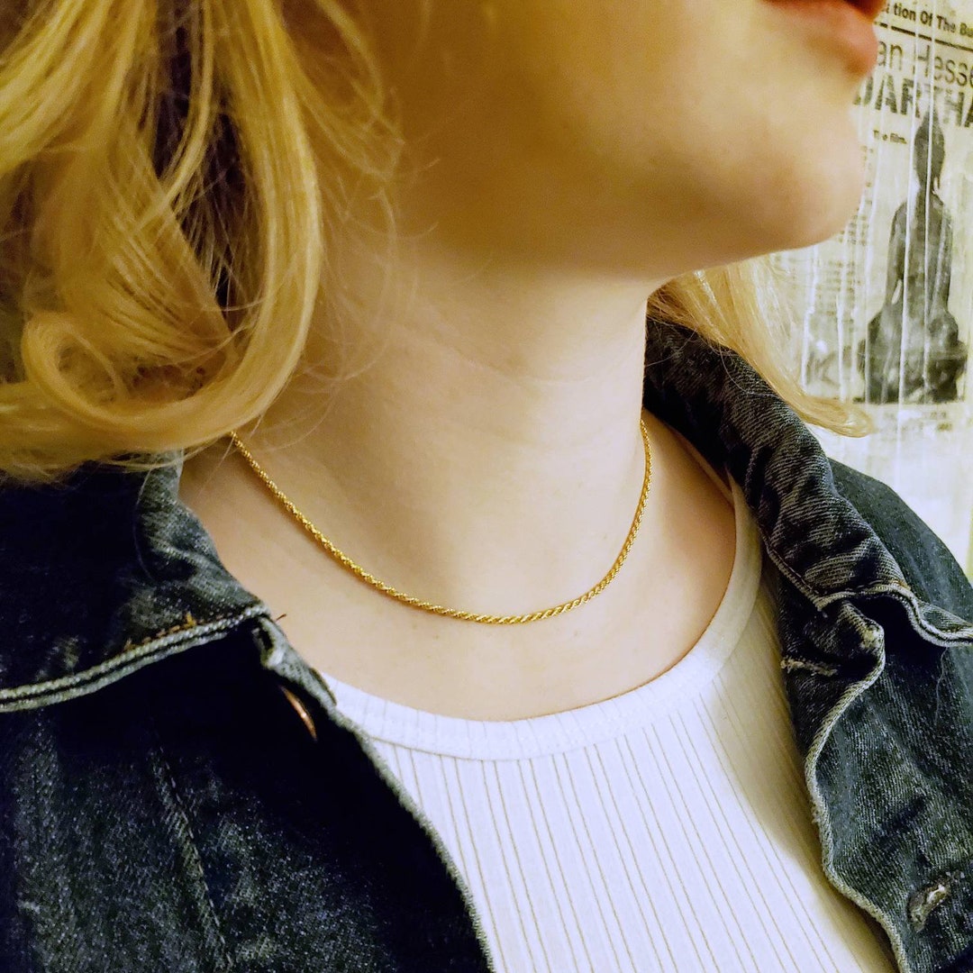 Rope Chain Necklace in Gold or Silver, Classic Rope Chain, 2mm Wide ...