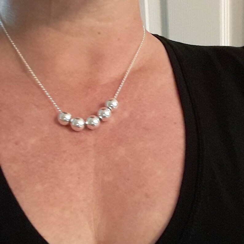 Silver Balls Necklace Sterling Silver 10mm Ball Necklace | Etsy