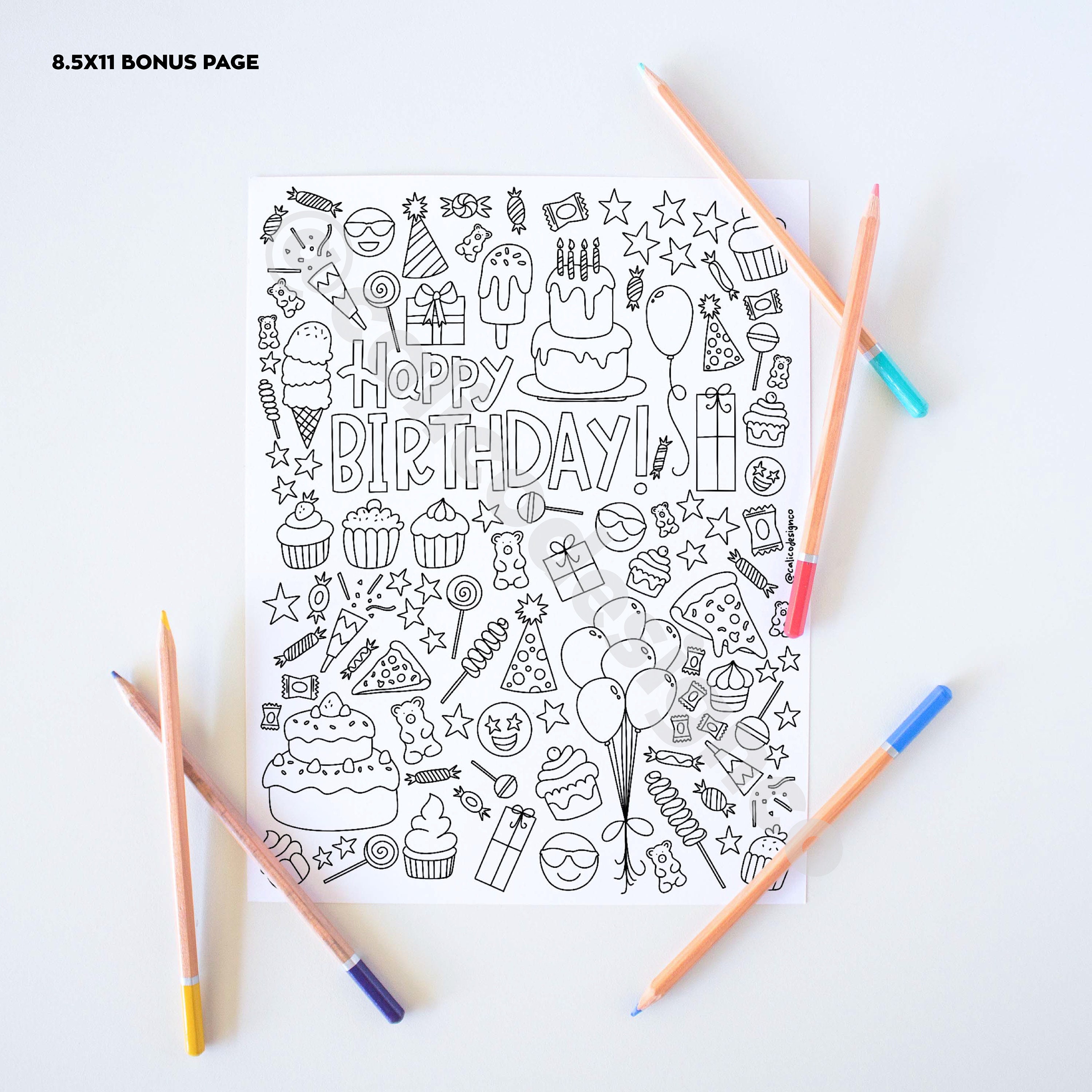 Birthday Party Coloring Page Poster Printable Digital Files, DIY ...