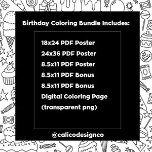 Birthday Party Coloring Page Poster Printable Digital Files, DIY ...