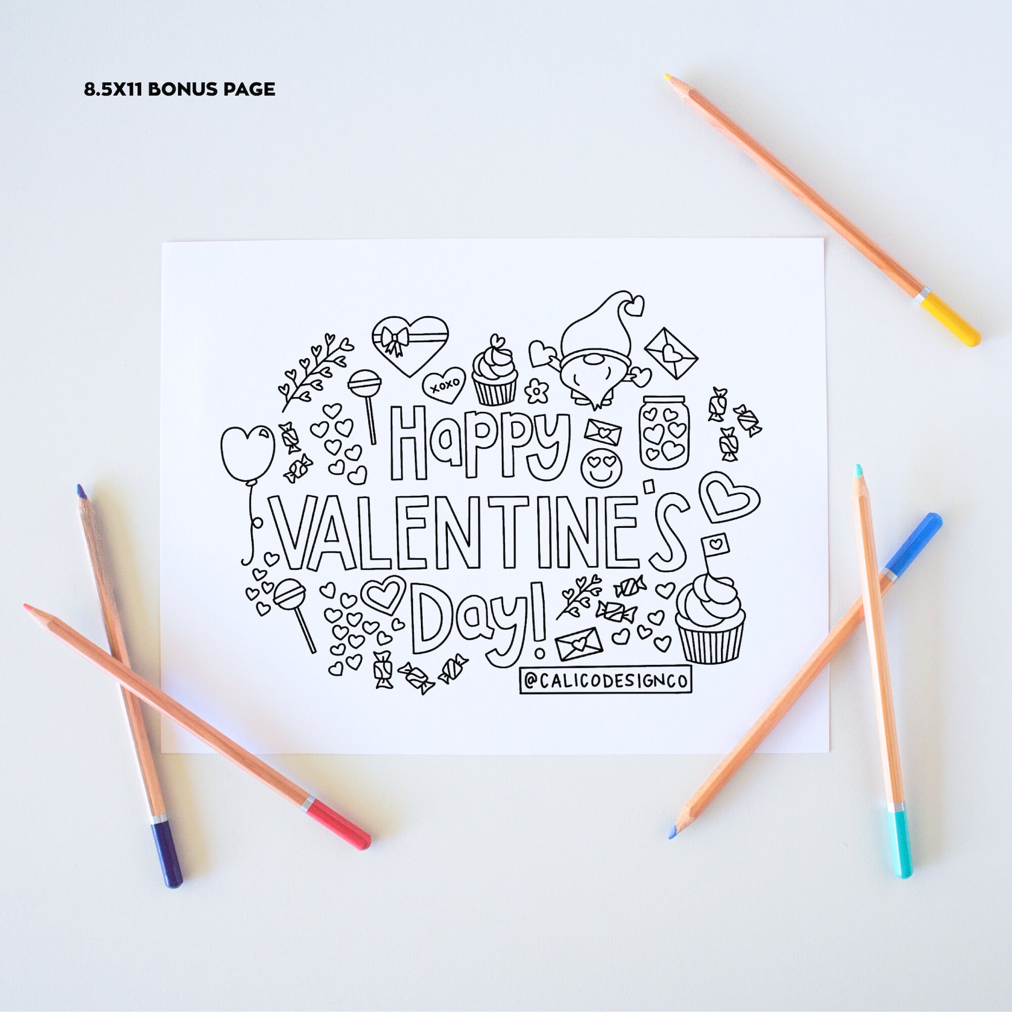 Valentine's Day Coloring Poster Printable Bundle Valentine Coloring ...