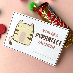 Cat Kitty Printable Valentine | Kids Valentine Class Valentine School ...
