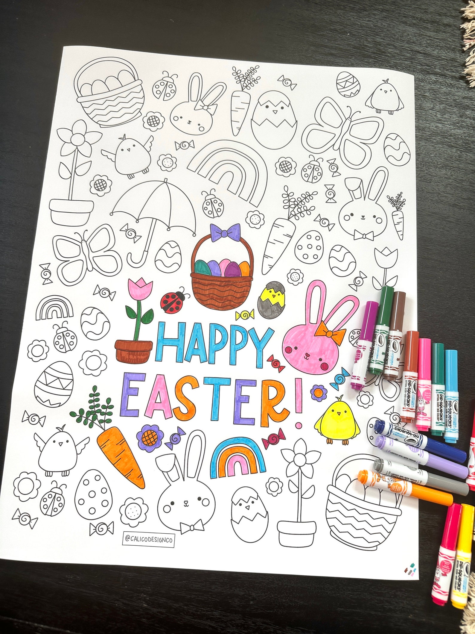 Easter Coloring Page Poster Printable Bundle, Easter Bunny, Flowers ...
