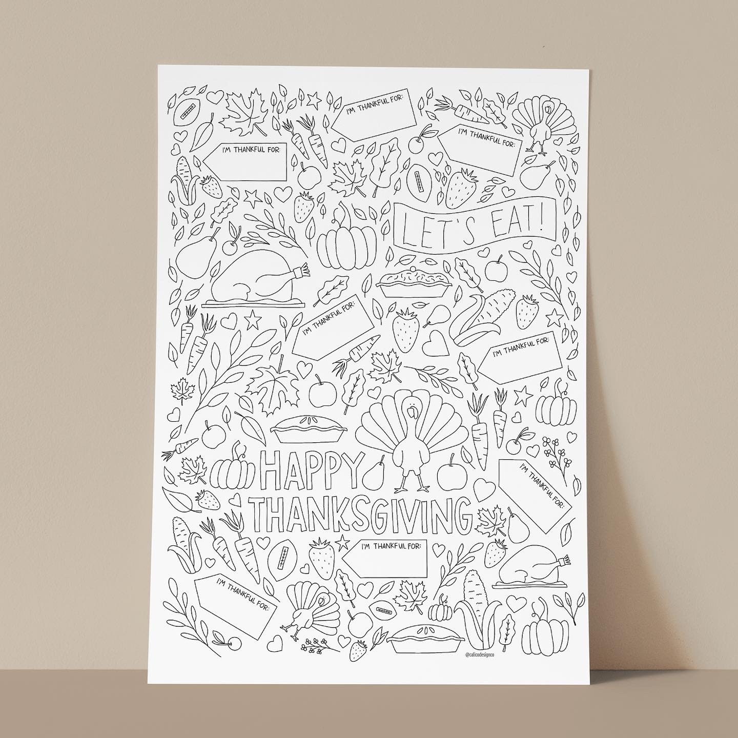 Thanksgiving Coloring Page Poster Printable Digital Files, DIY ...