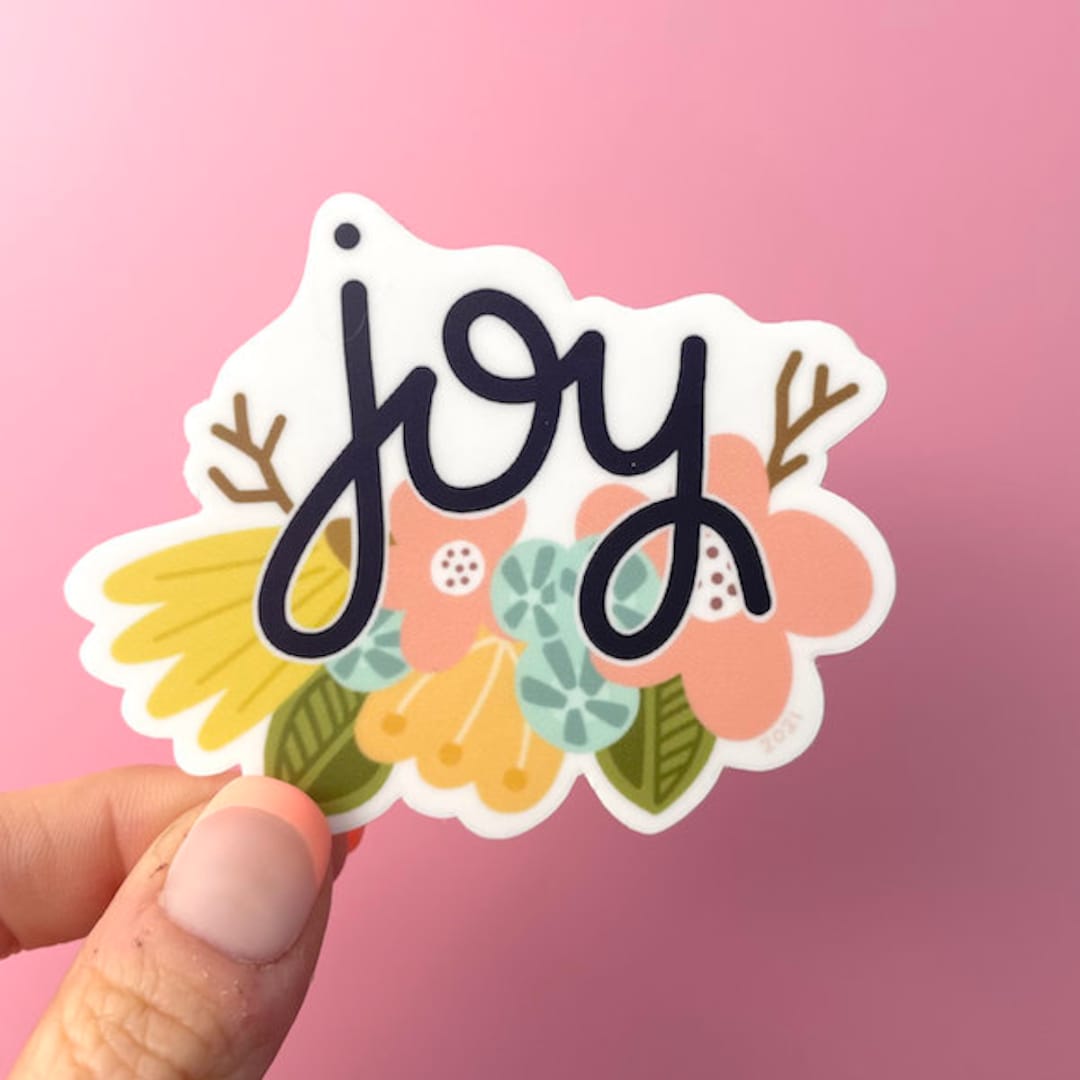 Joy Vinyl Sticker - Floral Decal - Joy Happy Smile Gift - Cute Joy ...