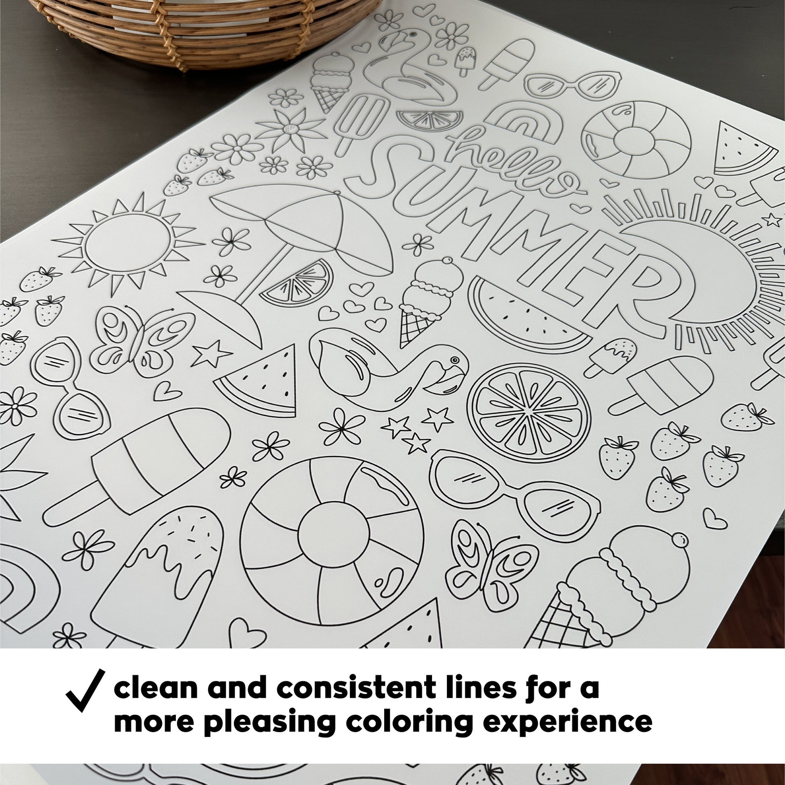 Summer Coloring Pages Poster Printable, Coloring Activity, Fruit ...
