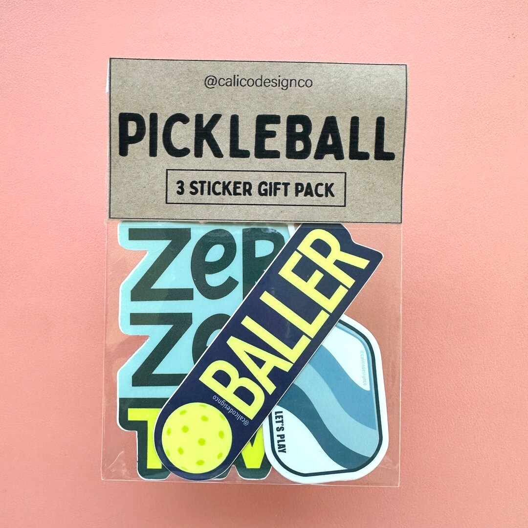 Pickleball Vinyl Sticker Pack, Blue Pickleball Gift, Waterproof ...