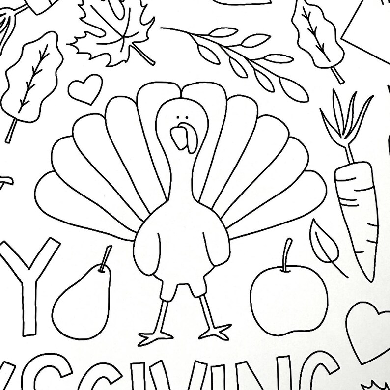 Thanksgiving Coloring Page Poster Printable Digital Files, DIY ...