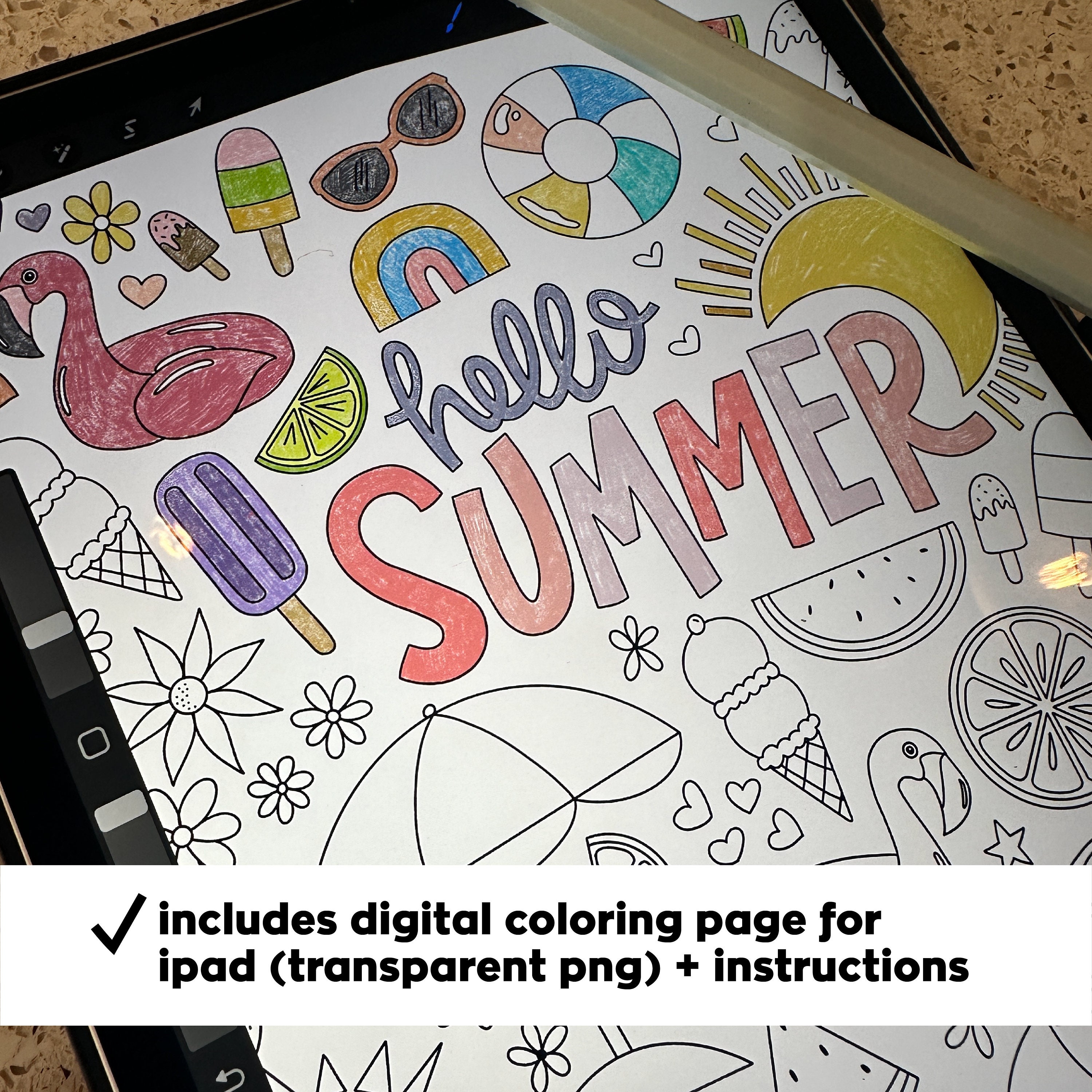 Summer Coloring Pages Poster Printable, Coloring Activity, Fruit ...