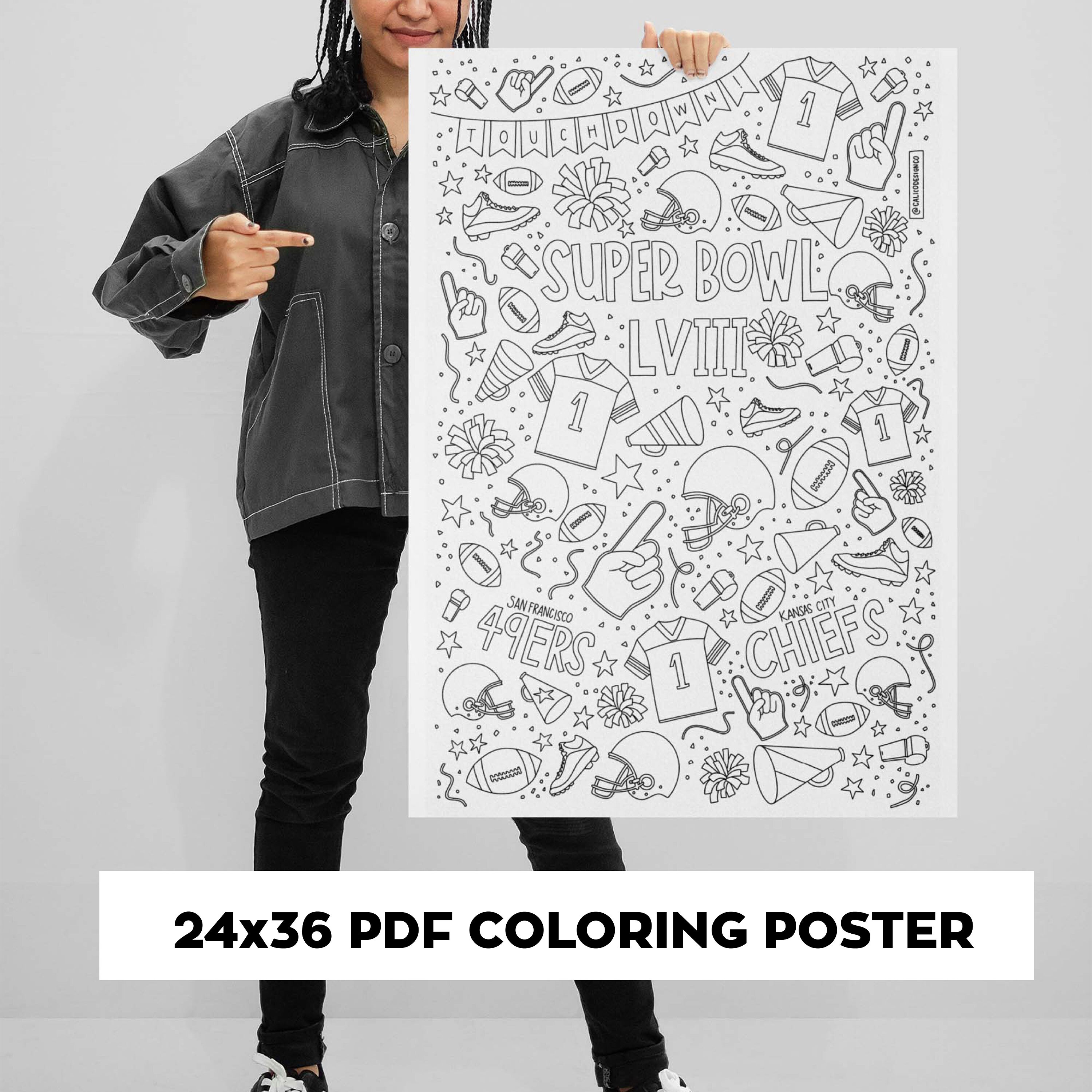 Super Bowl 2024 Printables Coloring Poster and Pages With Guess the ...