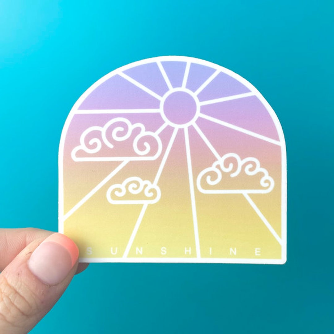 Sunset Sky Clouds Vinyl Sticker - Sunset Sunrise Sticker Gift - Golden ...