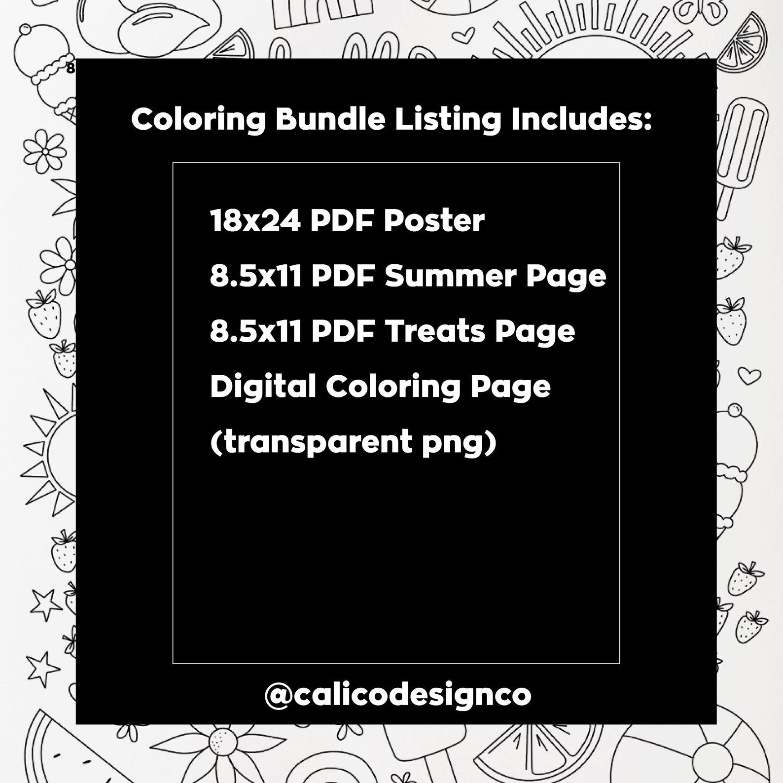 Summer Coloring Pages Poster Printable, Coloring Activity, Fruit ...