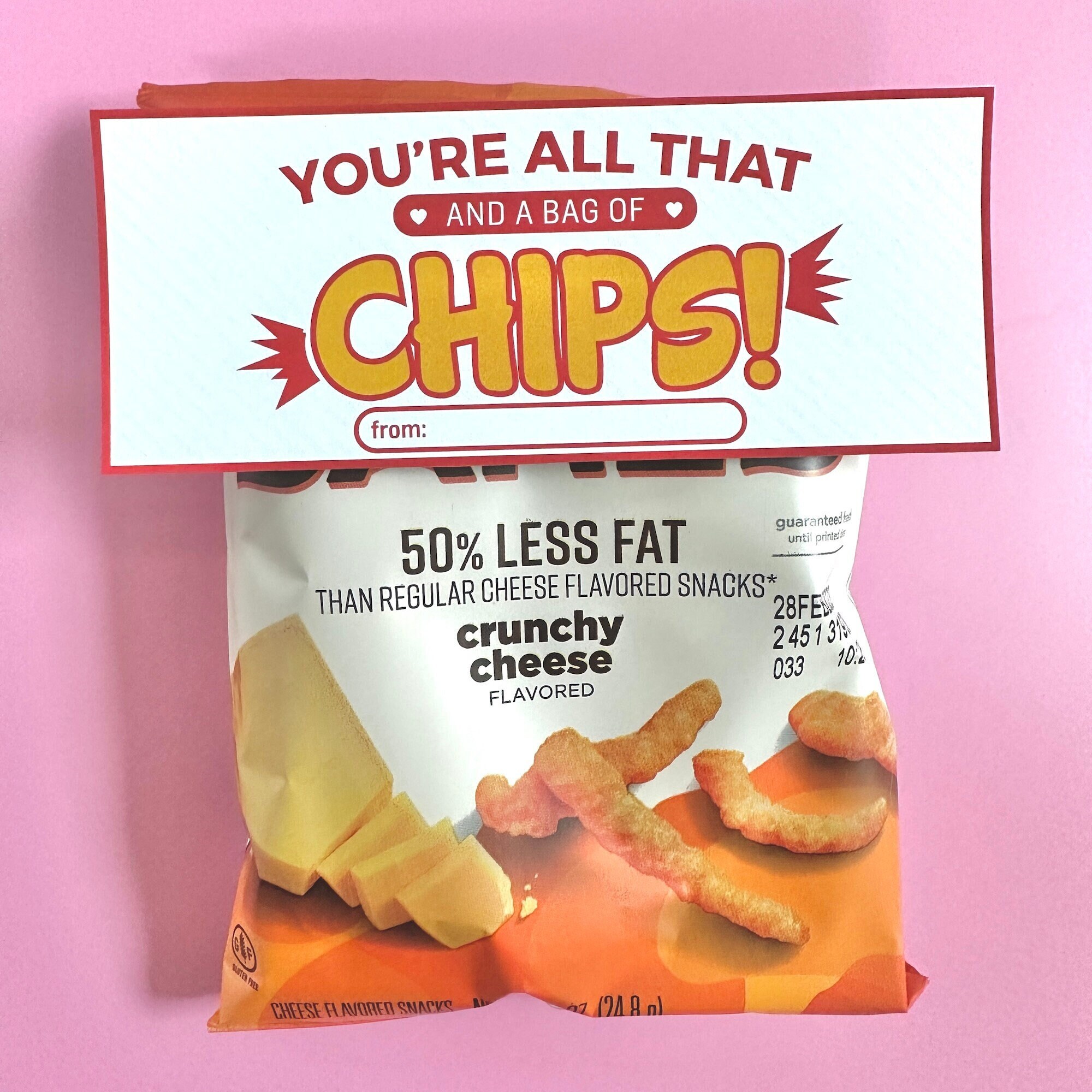Bag of Chips Funny Printable Valentine, Classroom Valentine Non-candy ...