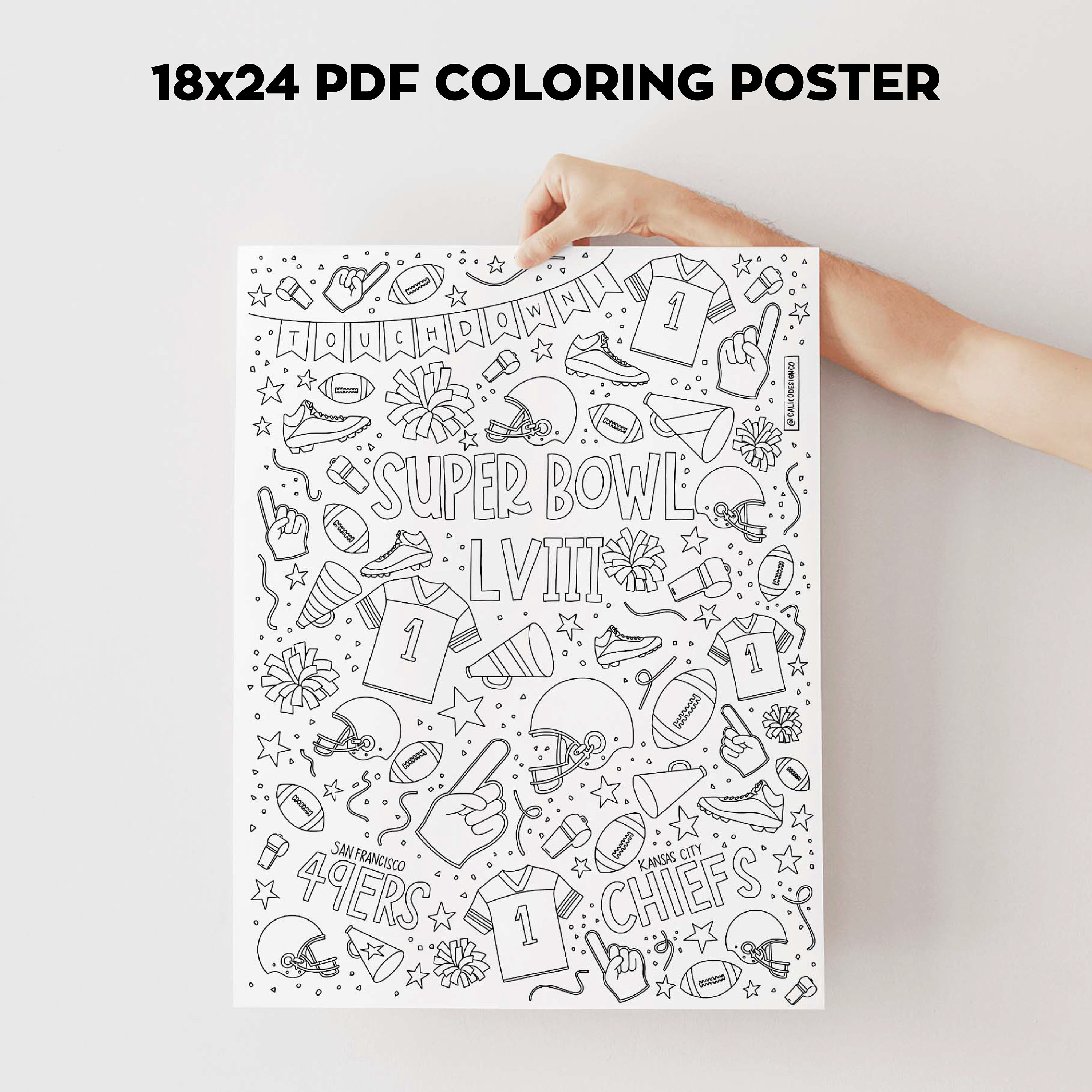 Super Bowl 2024 Printables Coloring Poster and Pages With Guess the ...