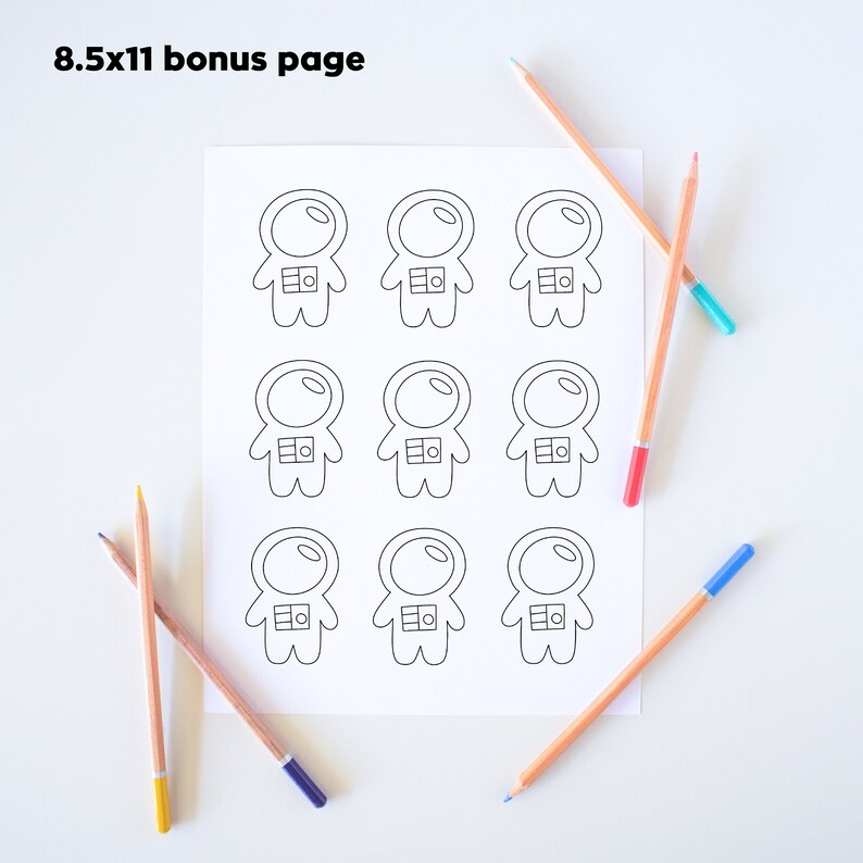 Space Planets Astronauts Coloring Page Poster Printable Bundle, Stars ...