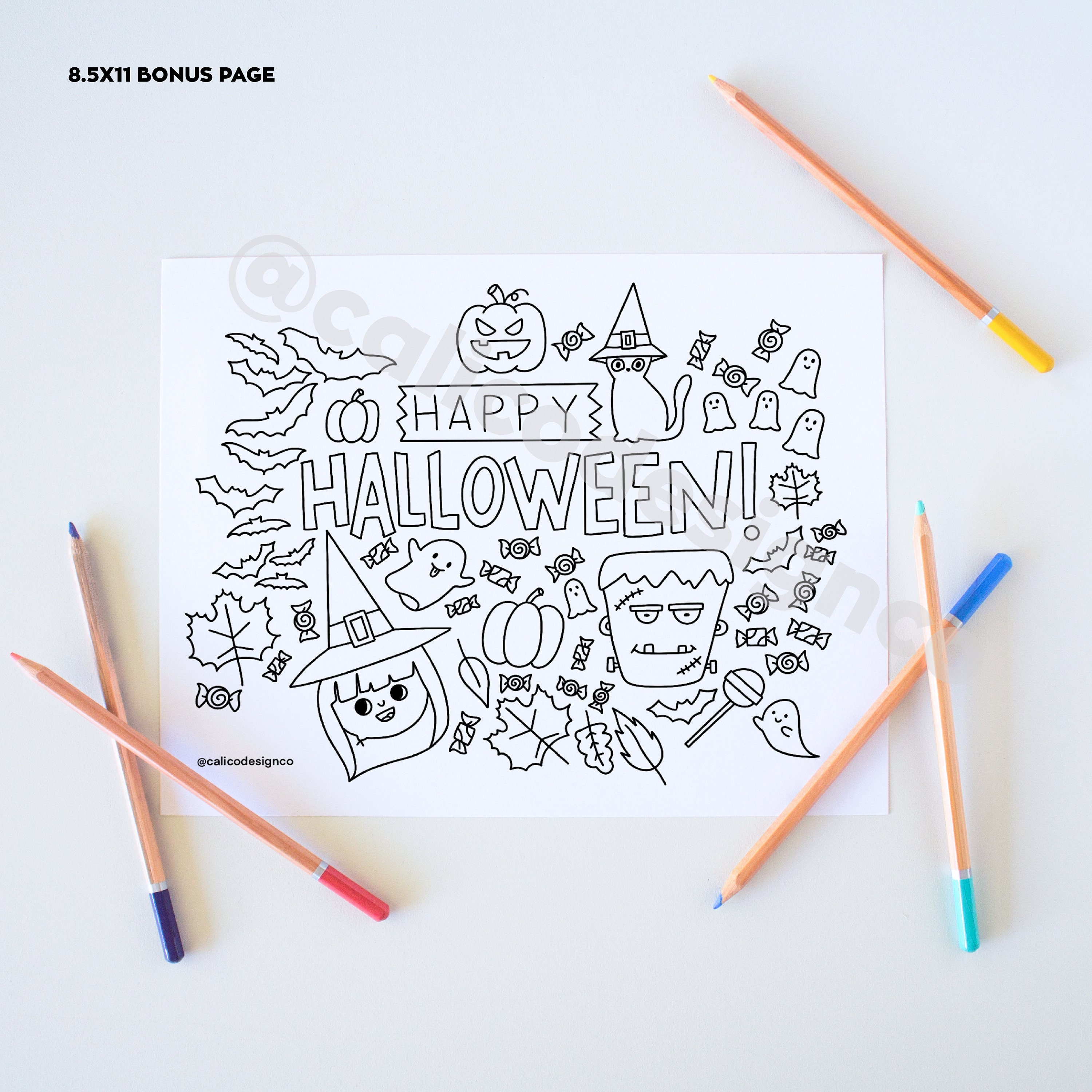 Halloween Coloring Pages Poster Printable, Kids Activity, Witch ...