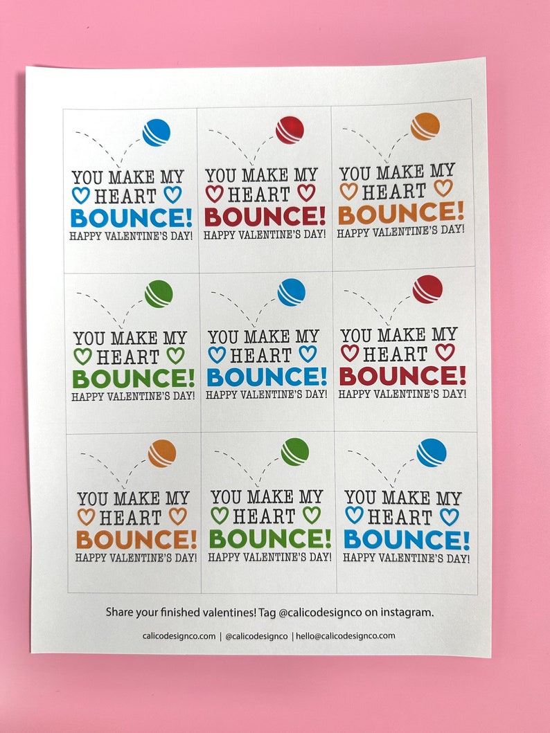 Bouncy Ball Valentine Printable DIY - Kids Valentine School Class ...