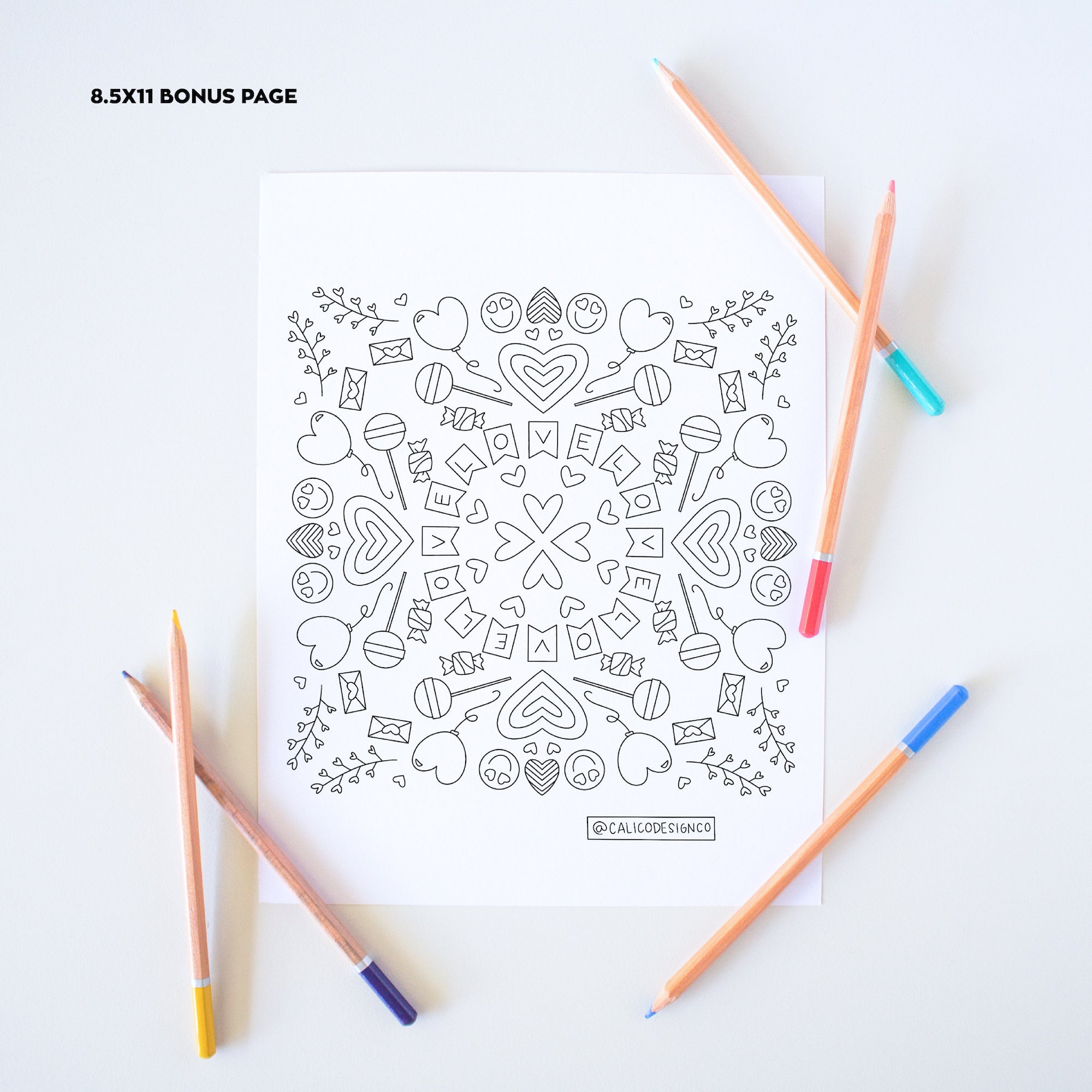 Valentine's Day Coloring Poster Printable Bundle Valentine Coloring ...