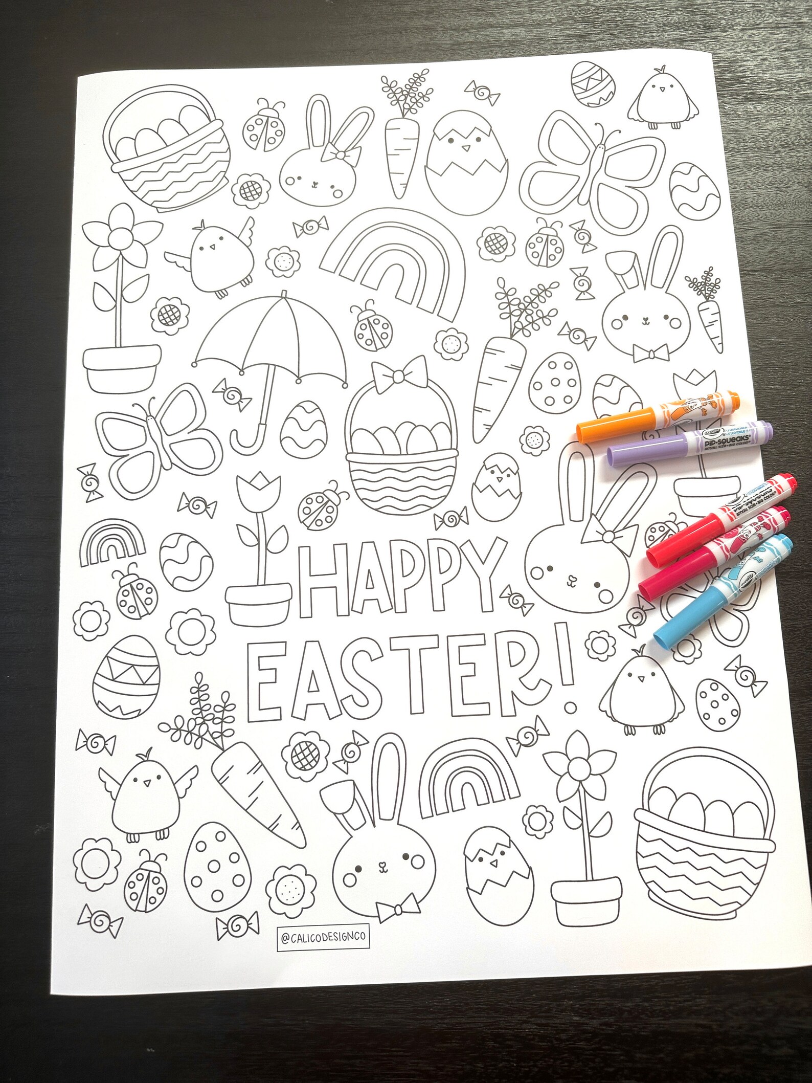 Easter Coloring Page Poster Printable Bundle, Easter Bunny, Flowers ...