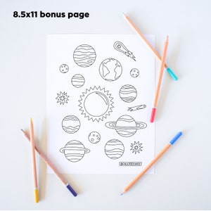 Space Planets Astronauts Coloring Page Poster Printable Bundle, Stars ...