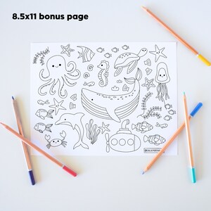Under the Sea Ocean Life Coloring Page Poster Printable Bundle, Whale ...