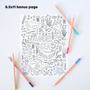 Under the Sea Ocean Life Coloring Page Poster Printable Bundle, Whale ...