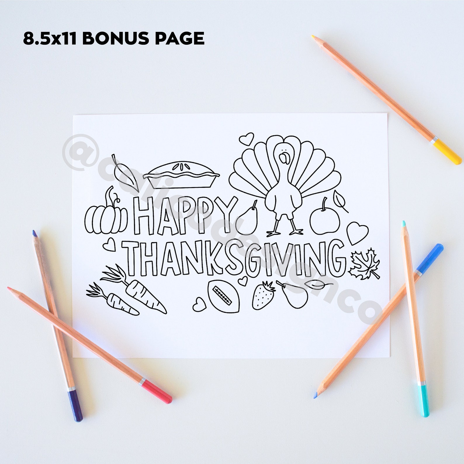 Thanksgiving Coloring Page Poster Printable Digital Files, DIY ...