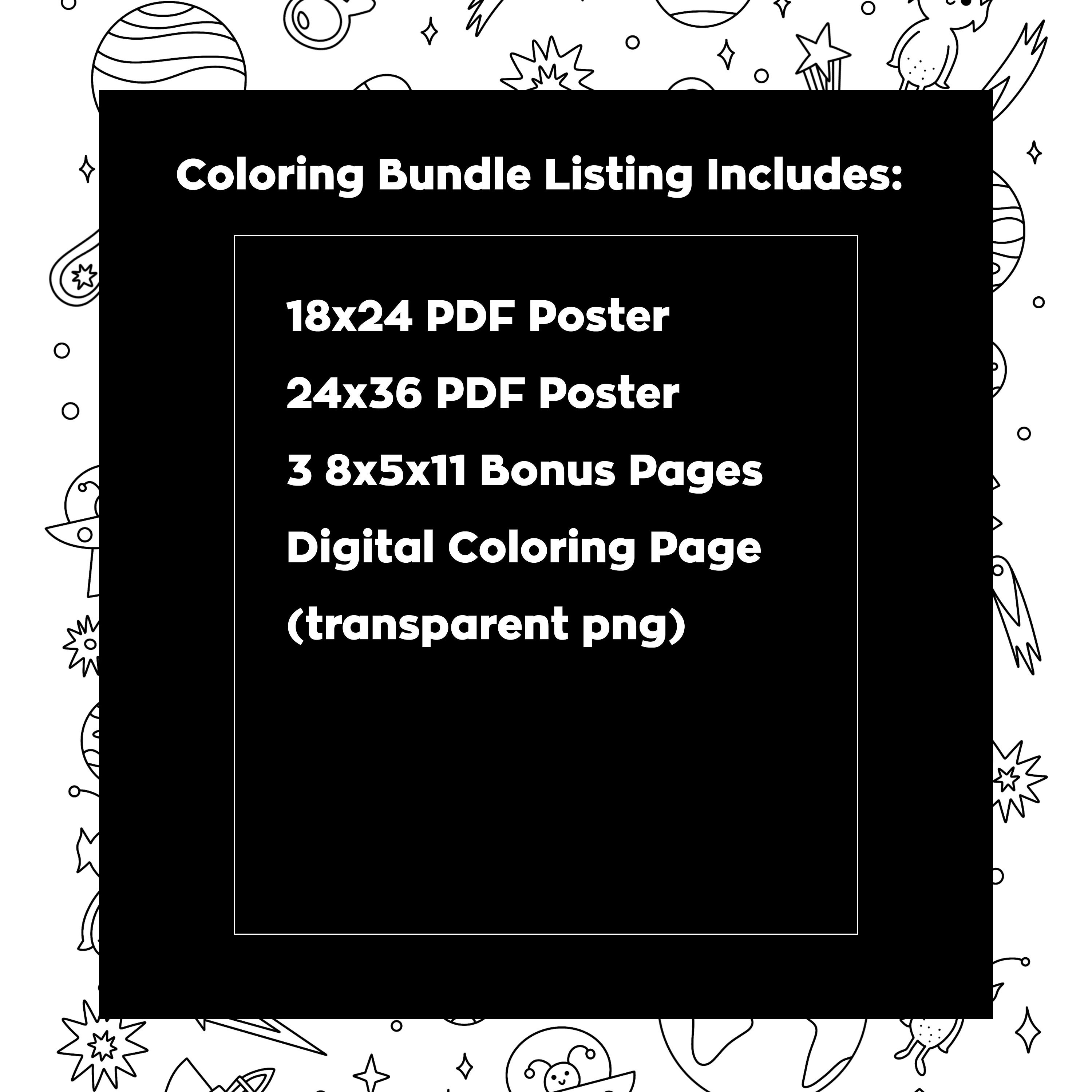Space Planets Astronauts Coloring Page Poster Printable Bundle, Stars ...